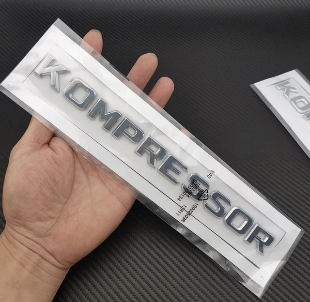 MERCEDES BENZ KOMPRESSOR Kunststoff Chrom Schriftzug Emblem Aufkleber ...