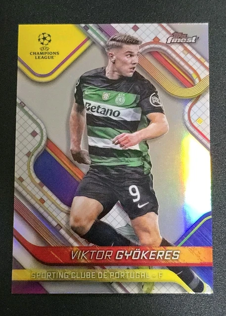 2024-25 TOPPS FINEST UEFA UCC #3 VIKTOR GYOKERES Refractor Base Card $2 ...