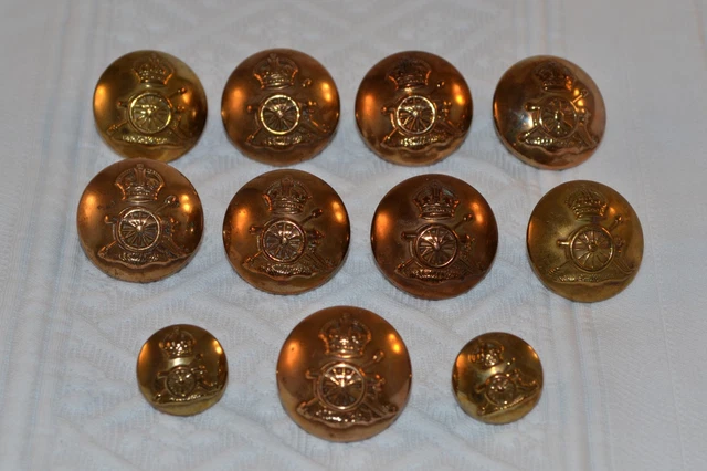 SET OF 11 x British Army Royal Artillery Brass Buttons – WW1 Era ...