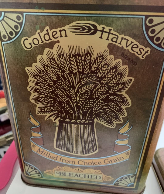 FLOUR TIN GOLDEN Harvest Bleached dated 1977, 1978 Cheinco Housewares ...