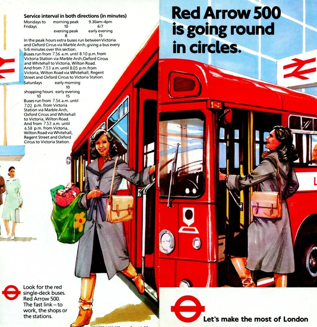 LONDON TRANSPORT LEAFLET - Red Arrow route 500 late 1960s excellent ...