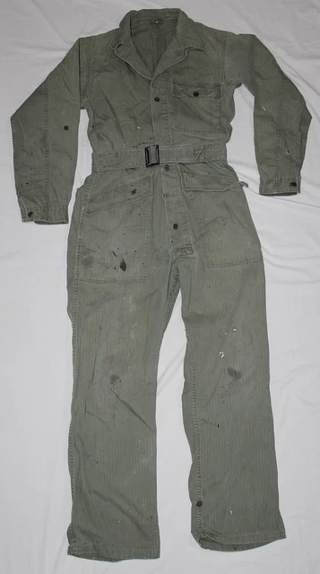 ORIGINAL WWII M-1943 Hbt One Piece Coveralls With Attached Belt £47.96 ...