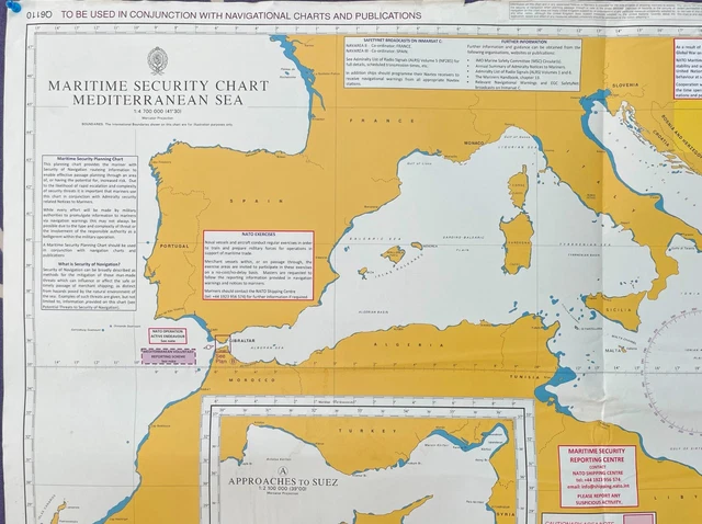 ADMIRALTY Q6110 MARITIME SECURITY MEDITERRANEAN SEA Map Chart Marine ...
