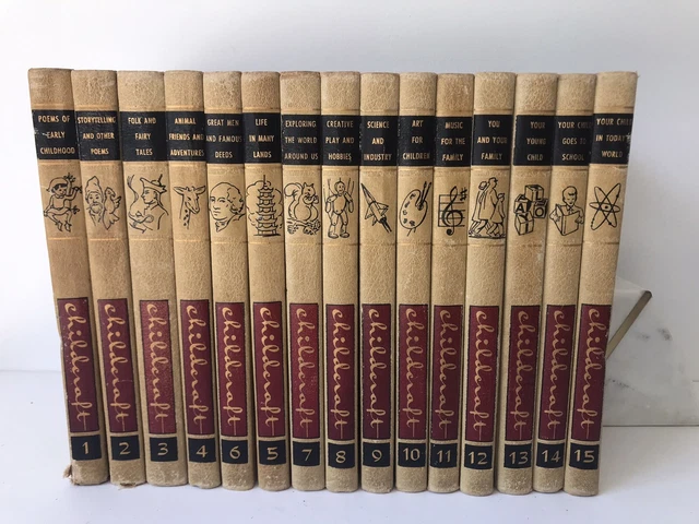 CHILDCRAFT CHILDREN'S ENCYCLOPEDIA 1954 Complete 15 Volume Set HC ...
