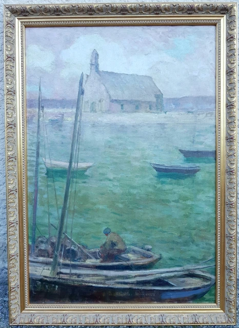 JULES-RENÉ HERVÉ - TRÈS RARE MARINE - CAMARET SUR MER - GRANDE HUILE ...
