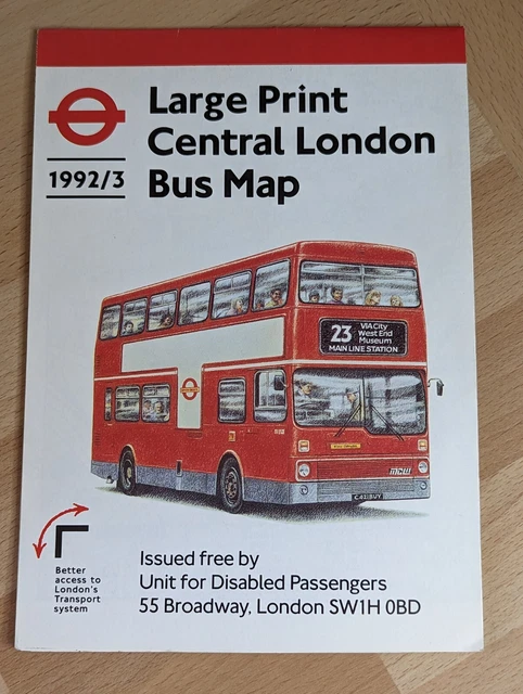 LARGE PRINT CENTRAL London Bus Map 1992/93. Excellent Condition. £2.99 ...