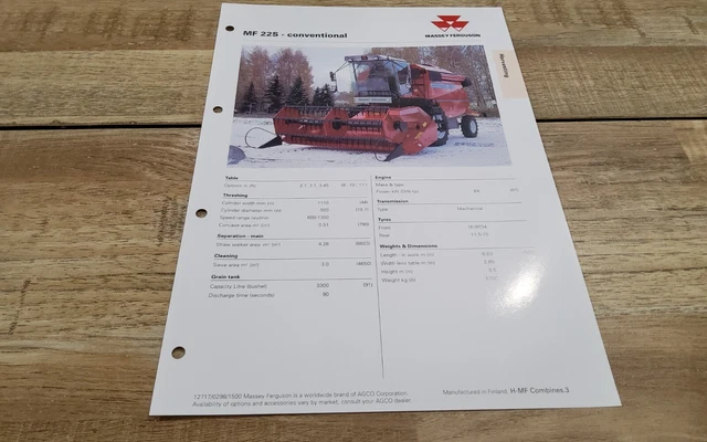 CATALOGUE BROCHURE PROSPECTUS agricole moissonneuse massey ferguson mf 22s et 23 EUR 5,99 ...