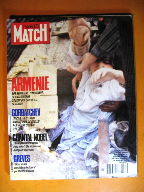 PARIS MATCH N° 2065 du 22/12/1988- Catastrophe d' Armenie. Gorbatchev. C. Nobel EUR 3,99 ...