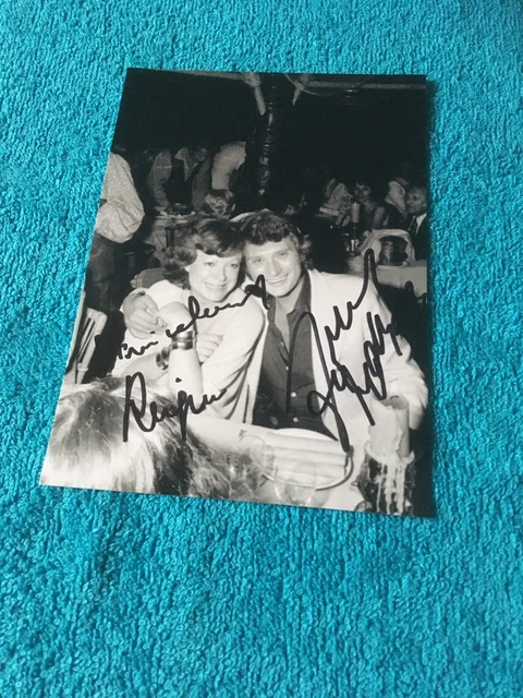 PHOTO CARTONNEE DÉDICACE Autograph Johnny Hallyday Regine EUR 200,00 ...