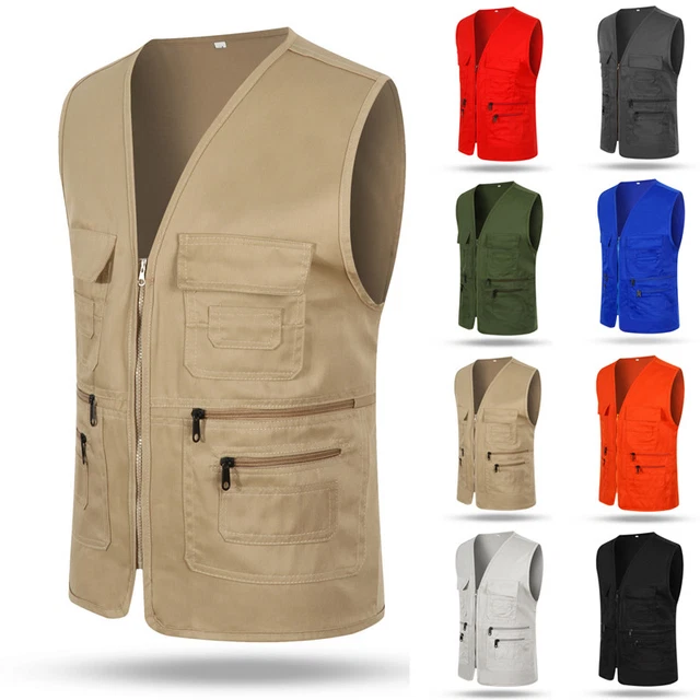 MEN'S MULTI POCKETS Vest Gilet Fishing Hunting Jacket Outdoor Vest ...