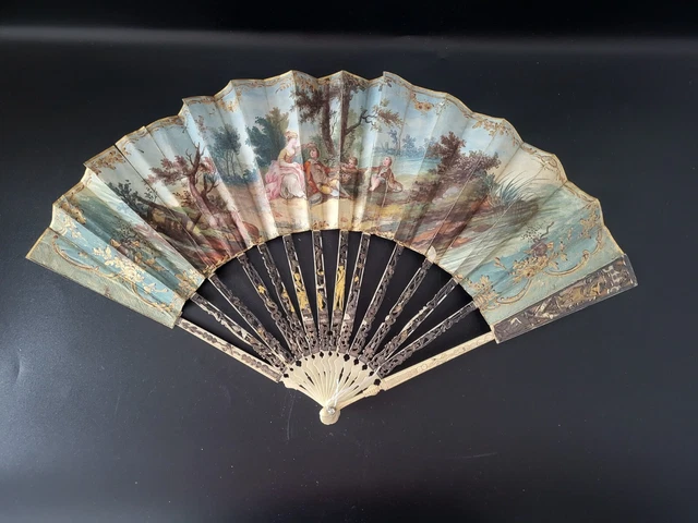ANCIEN EVENTAIL PEINT fin 18ème-début 19ème EUR 100,00 - PicClick FR
