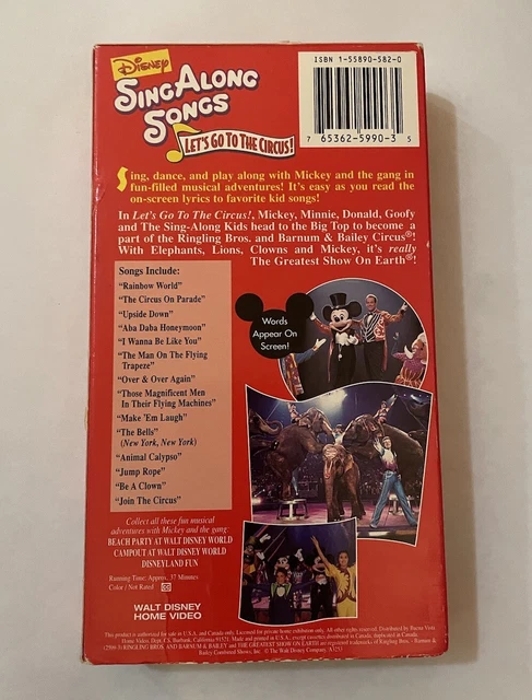 SING ALONG SONGS - Mickeys Fun Songs: Lets Go to the Circus (VHS, 1994 ...