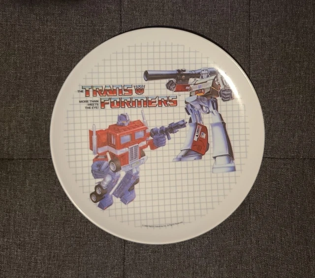 TRANSFORMERS PLASTIC DINNER Plate Megatron Optimus Prime 1984 Great ...