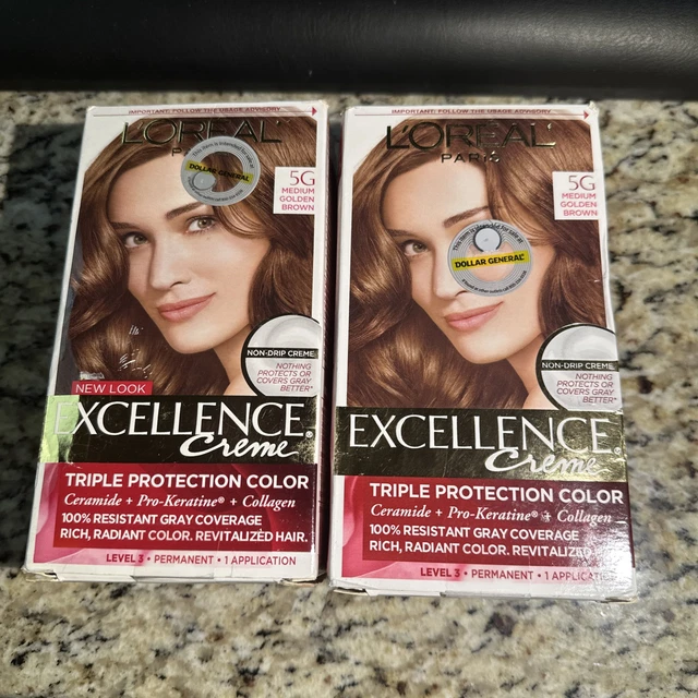 2 PACK L'OREAL Paris Excellence Creme Haircolor~ Medium Golden Brown ...