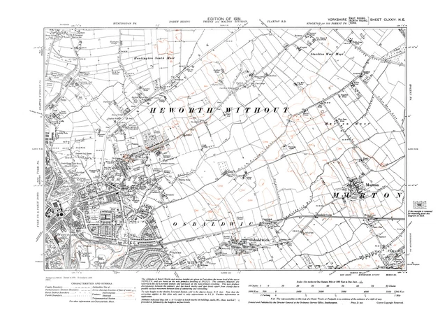 OLD MAP OF York (NE), Osbaldwick, Murton, Yorkshire -1931 - Repro 174 ...