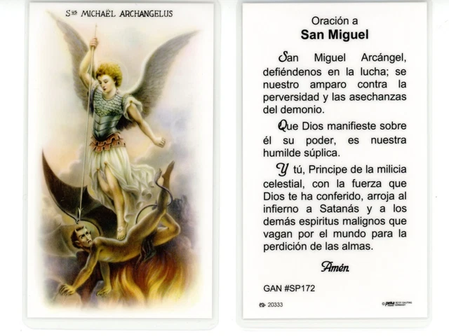 ORACION UN SAN Miguel Arcangel (Michael) - Spagnolo - Laminato Santo ...