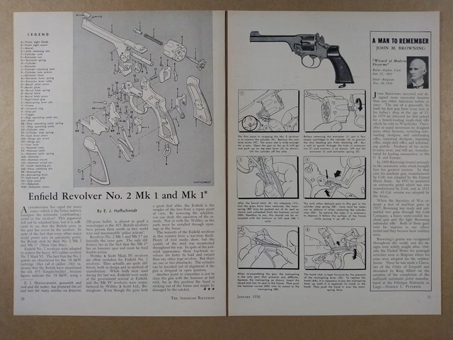 ENFIELD REVOLVER NO 2 Mk 1 exploded view disassembly 1956 print article ...