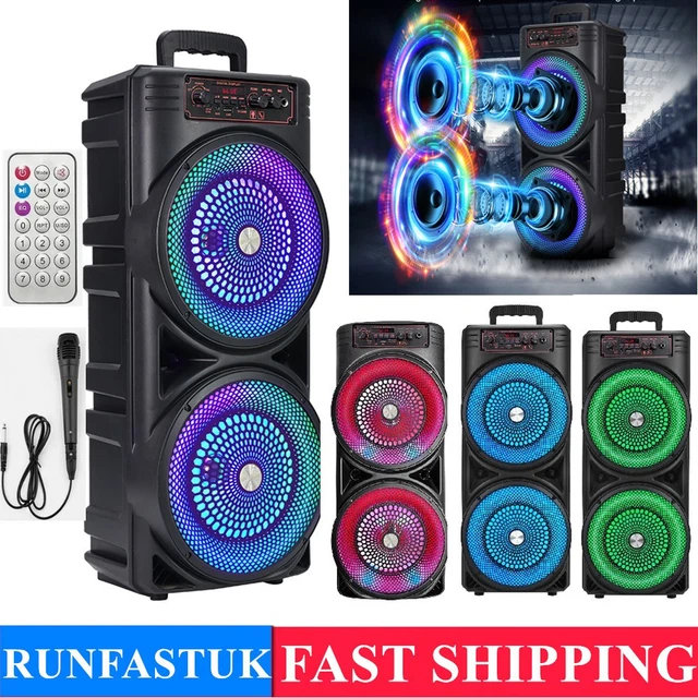 8.5& LARGE PORTABLE Bluetooth Speaker Subwoofer Party Stereo Karaoke ...