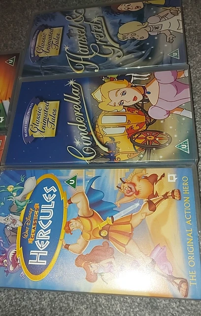 DISNEY VHS TAPES x5, Pinochio, Hercules, Dumbo, Cinderella, Hansel ...