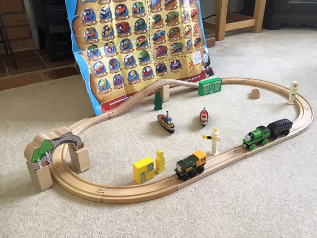 THOMAS TANK ENGINE 13 Wooden Track -3 Trains -Bridge 2 Boats Ect See ...