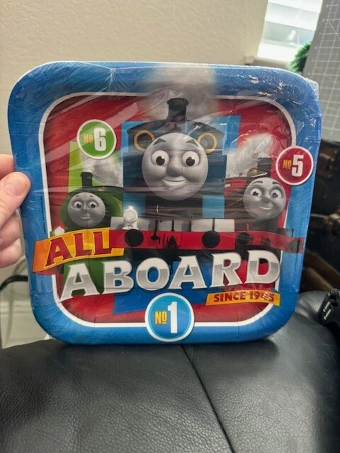 THOMAS THE TANK Engine All Aboard Kids Birthday Party 9" Square Dinner ...