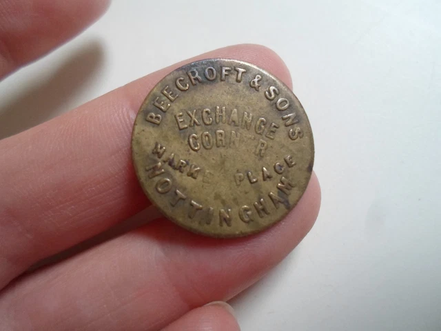 VICTORIAN COIN/TOKEN BEECROFT+SONS Exchange Corner Market Place ...