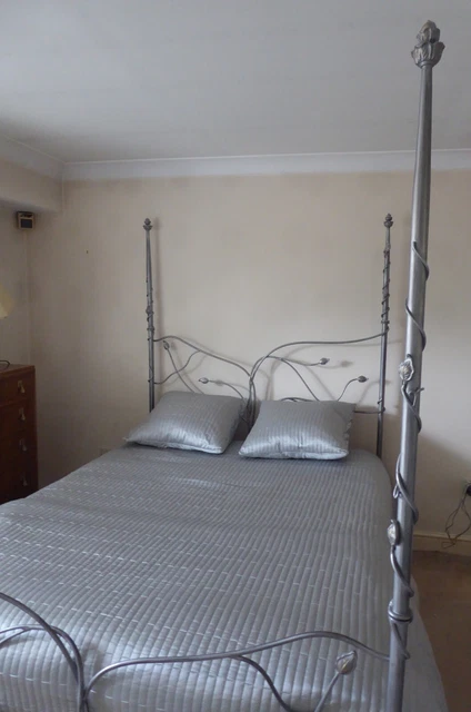 TREE OF LIFE, king size four poster bed frame ,silver, metal, hand ...