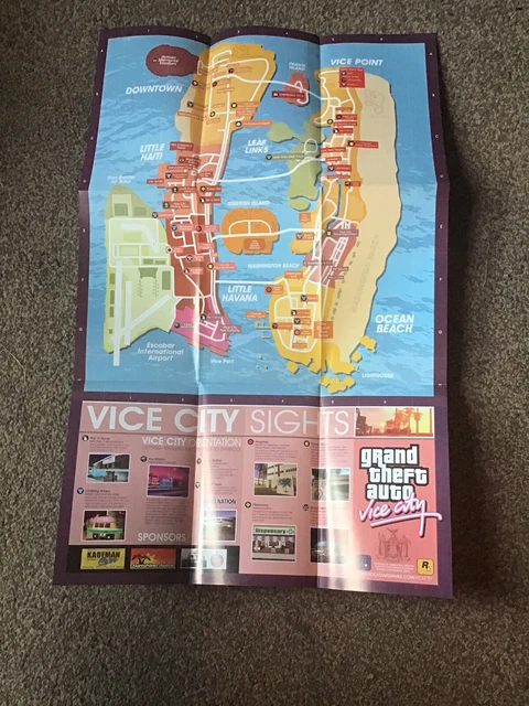 GRAND THEFT AUTO Vice City MAP ONLY (Sony PlayStation 2, 2002) £2.99 ...