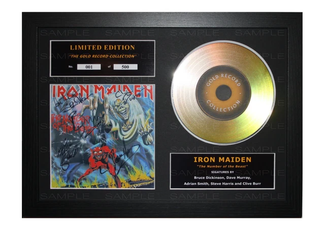 IRON MAIDEN SIGNED Gold Disc Album Ltd Edition Framed Picture ...