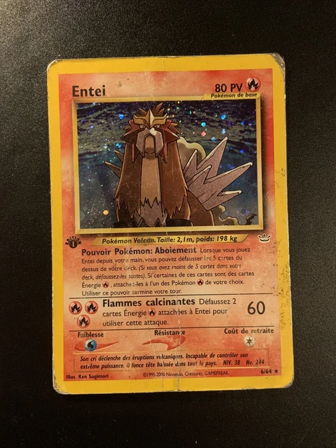 CARTE POKEMON ENTEI Holo 6/64 Neo Révolution Édition 1 - Usée EUR 79,00 ...