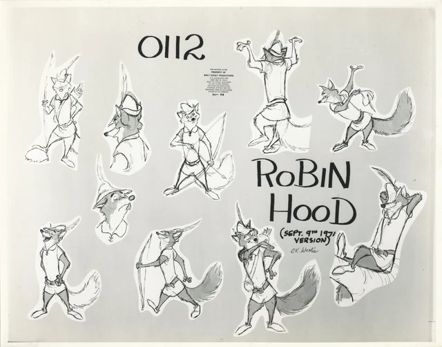 DISNEY: ROBIN HOOD-ORIGINAL Stat Model Sheet-Robin Hood-1973 £219.67 ...