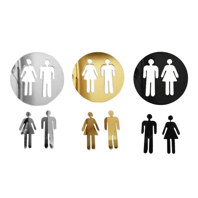 MALE AND FEMALE Restroom Signs Pictogram Symbols Self Adhesive Back ...