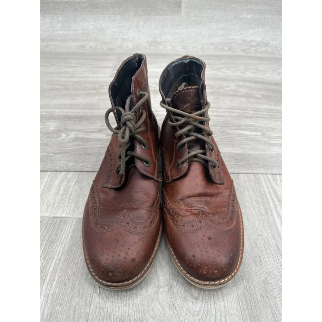 BOARDWALK LEATHER BOOT Mens 9.5 Chestnut Brown Wingtip Brogue Lace Up £ ...