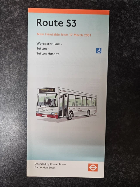 LONDON TRANSPORT TIMETABLE Bus Leaflet Epsom Buses 2001 AZX2.56 £3.50 ...