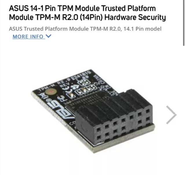 ASUS TPM TRUSTED Platform Module TPM-M R2.0 Windows 11 Ready £29.98 ...