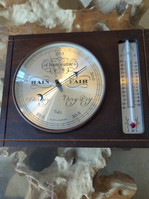 VINTAGE BAROMETER THERMOMETER Taylor England Decorative Wooden Wall ...