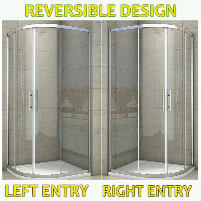 QUADRANT SHOWER ENCLOSURE Door Corner Entry Cubicle Glass with Tray ...