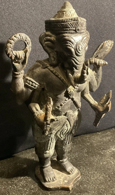 VINTAGE INDIAN INDIA Ganesh Bronze Statue 7.5” Sculpture Hindu God Idol ...