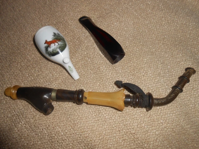 VINTAGE TOBACCO ITEMS Bakelite Cigar & Pipe Holder Porcelain Painted ...