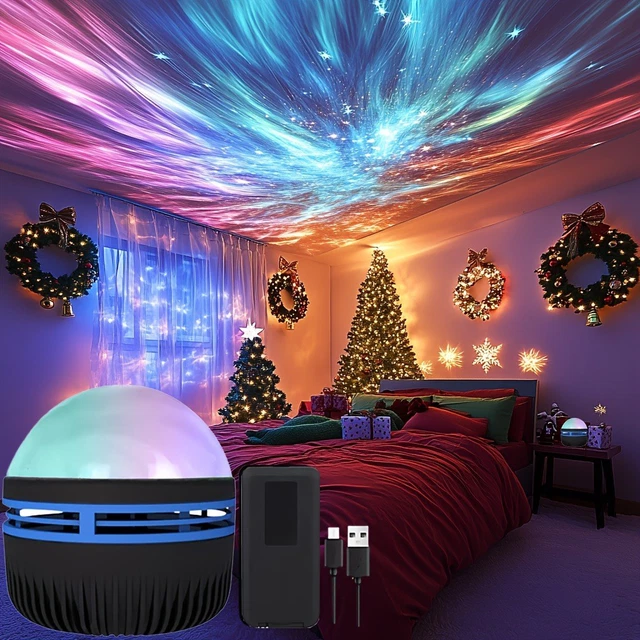 LED NORTHERN LIGHTS Projector Lamp Aurora Effect USB Remote Color ...