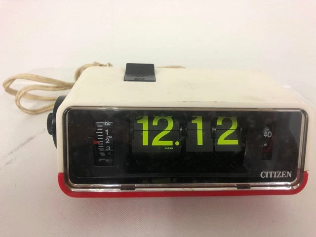 VINTAGE CITIZEN FLIP Alarm Clock 5RD025 50Hz 60Hz White Red JAPAN Space ...