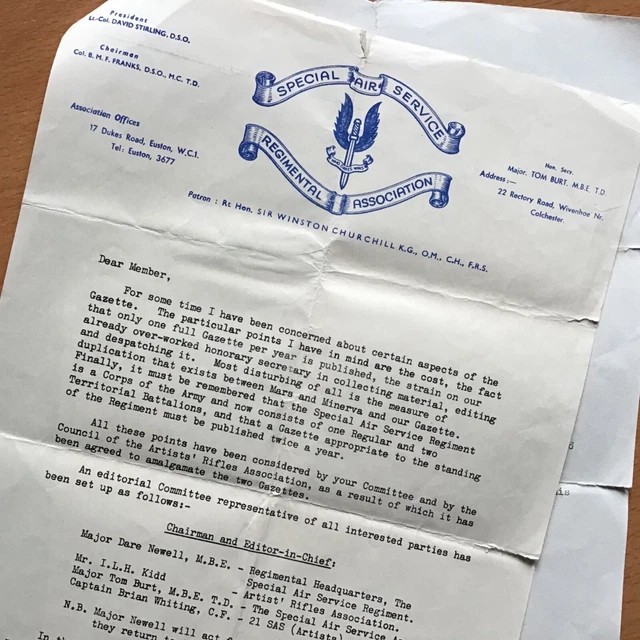 ORIGINAL 1960S BRITISH ARMY SAS REGIMENTAL ASSOCIATION LETTER - LIFE ...