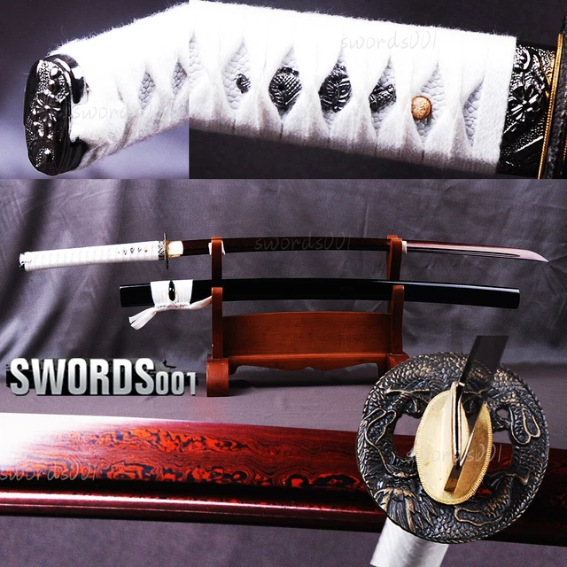 HANDMADE FOLDED STEEL Japanese Katana Samurai Sword Bloody Red Sharp ...