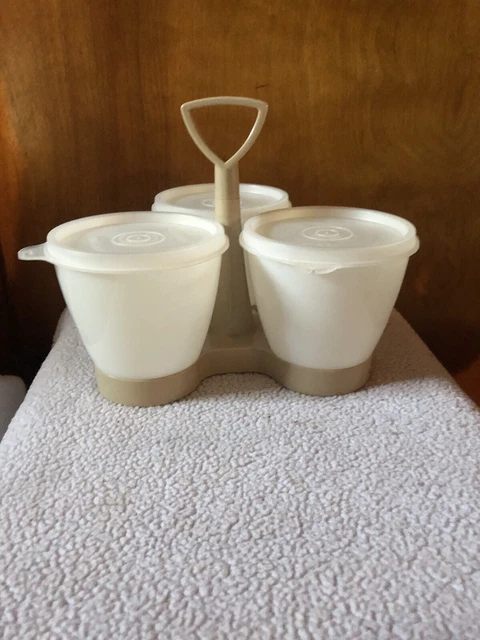 VINTAGE 80’S TUPPERWARE Condiments Trio Caddy W/ Lids $15.84 - PicClick