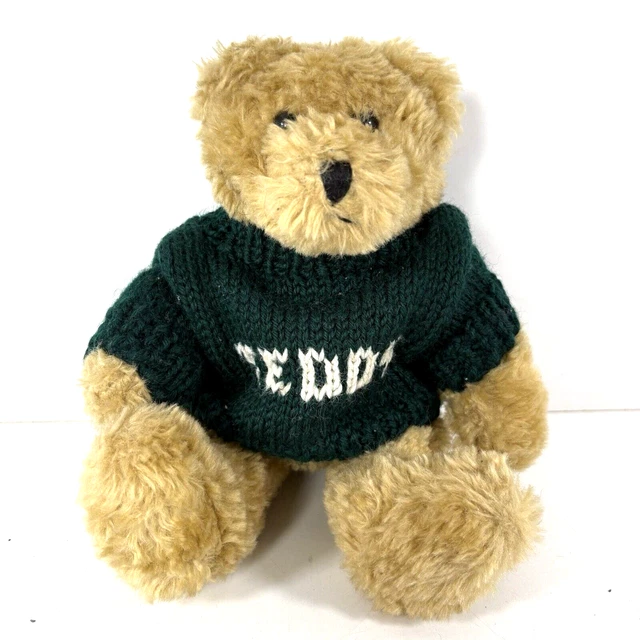 SALCO HARLOW TEDDY Bear Green Jumper 11" Soft Toy Jointed Articulated ...