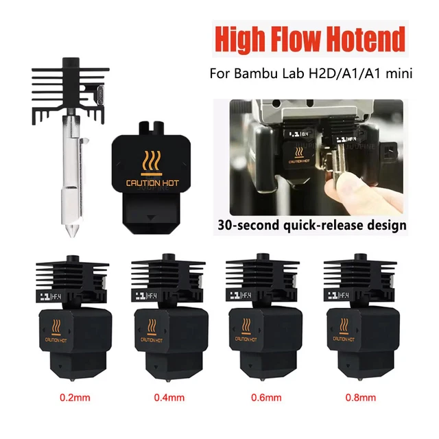 HIGH FLOW HOTEND Kit For Bambu Lab H2D/A1/A1 mini 0.2 0.4 0.6 0.8mm Nozzle ASUK £14.39 - PicClick UK