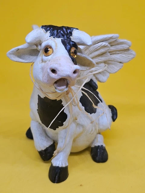 HOLY COW! 1994 Pete Apsit Angel Cow Figurine Folk Art Sculpture 4.25 ...