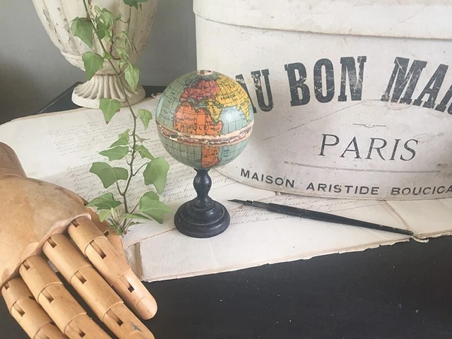 PETITE MAPPEMONDE MINIATURE ancienne globe terrestre EUR 75,00 ...