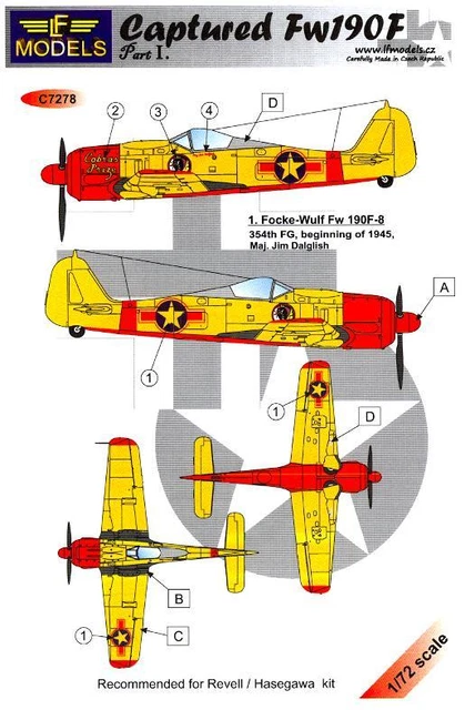 LF MODELS DECALS 1/72 FOCKE WULF Fw-190F CAPTURED U.S. MARKINGS EUR 7 ...