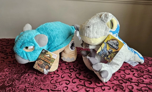 JURASSIC WORLD PLUSH Cretaceous Bumpy & Blue Raptor Soft Toy Bundle X 2 ...